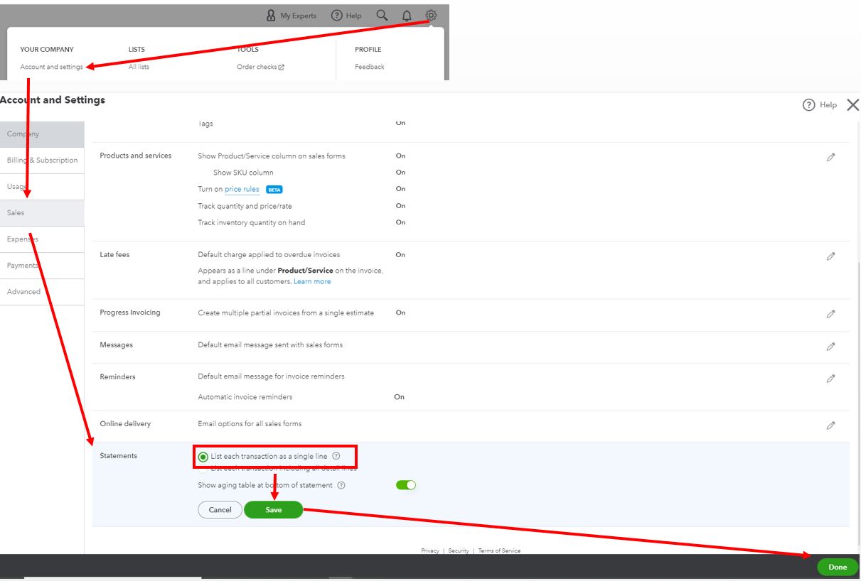 Solved Quickbooks Online Customer Statement Without Item Detail