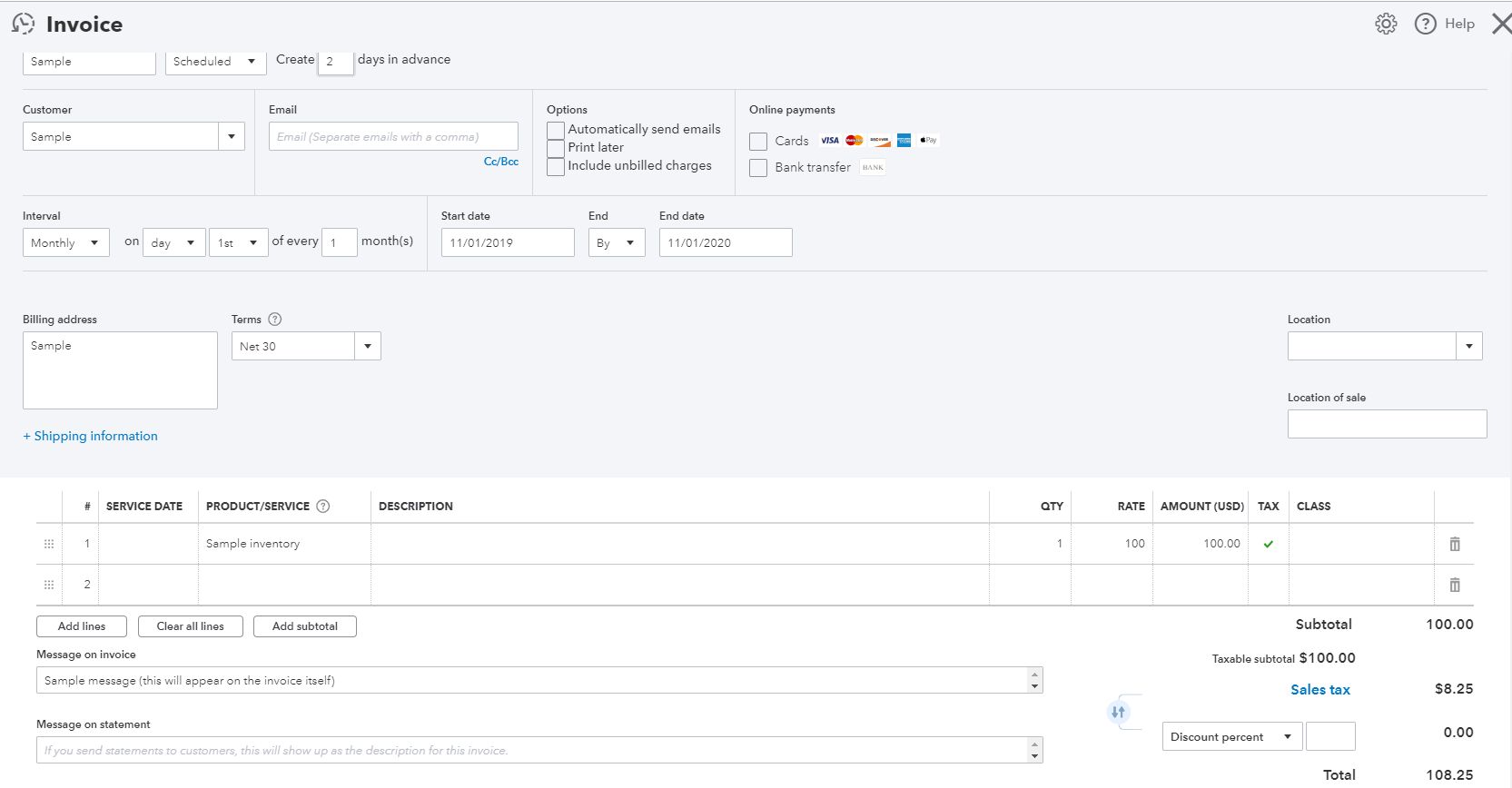 Recurring Invoices In QBO