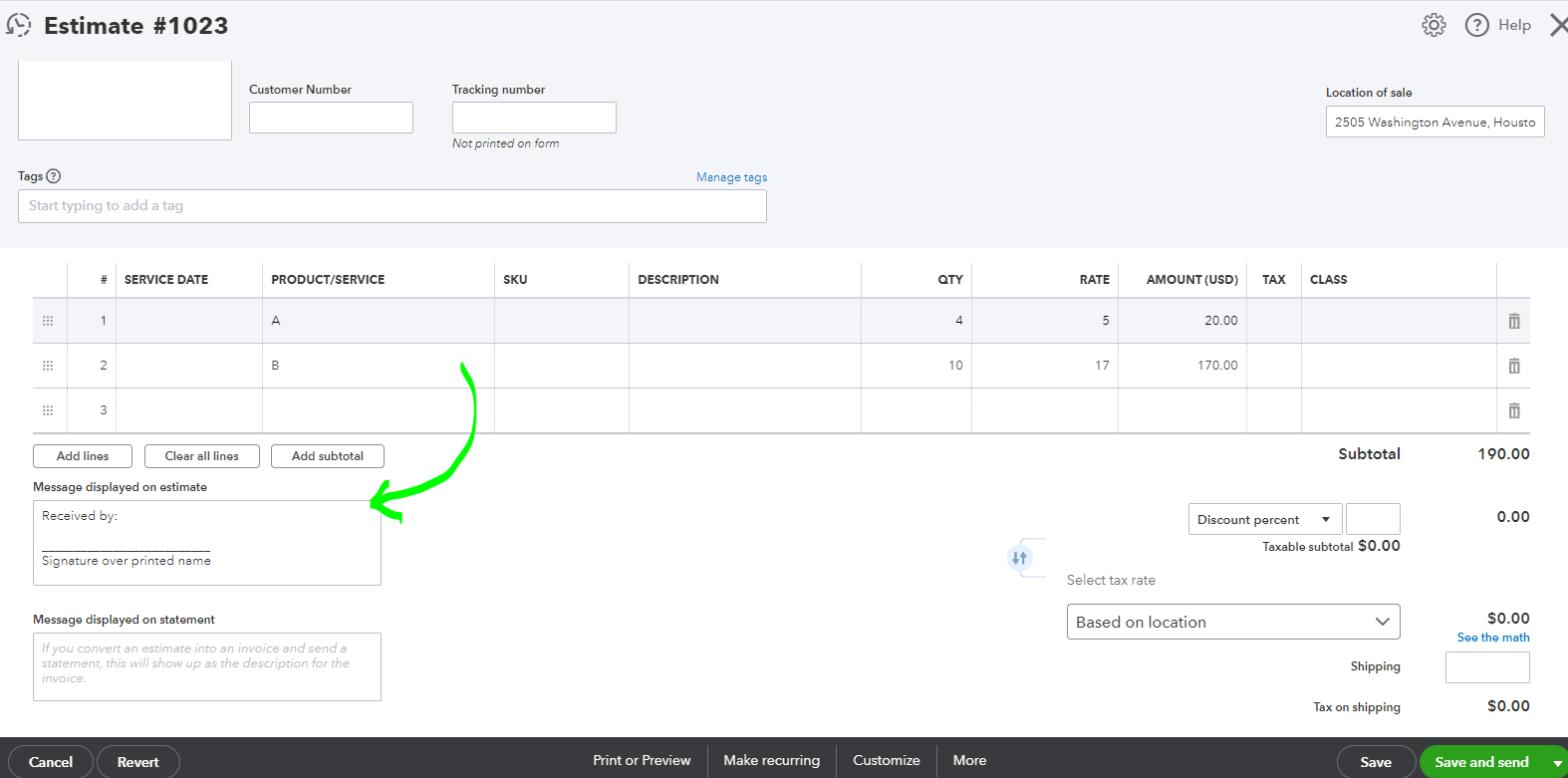 How To Add Signature Lines In Estimate invoice I Need To Ask Customer To Chop On The Document 