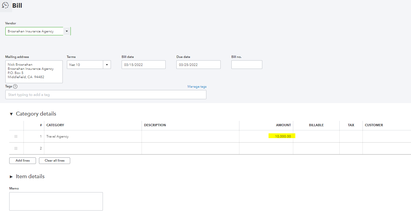 Solved: Partial prepayment for a future expense